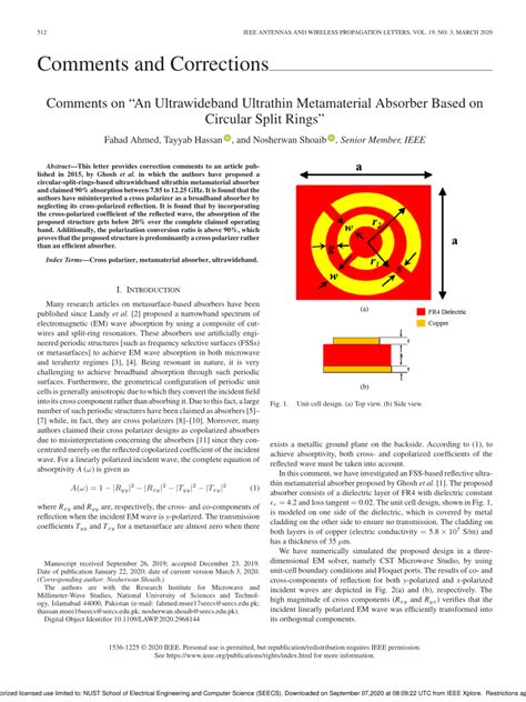 Pdf Comments On An Ultrawideband Ultrathin Metamaterial Absorber