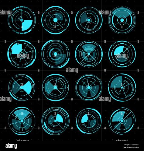 Hud Tracking Sonar Aim Control Target And Navigation Interface Elements Vector Game Ui Hud