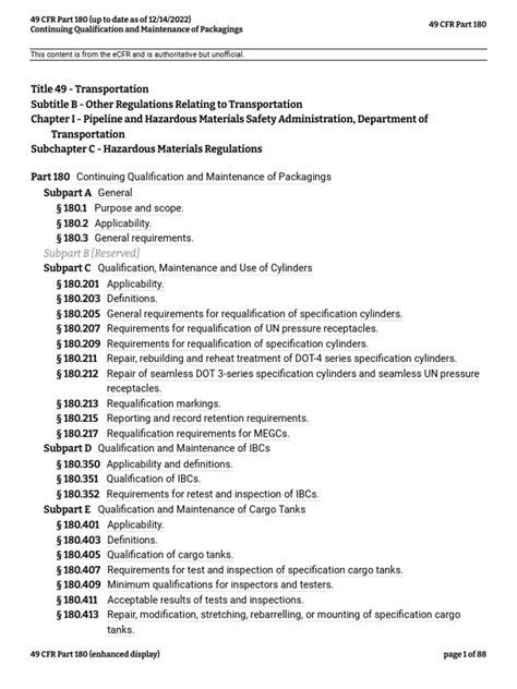 49 Cfr Part 180 Up To Date As Of 12 14 2022 Pdf Industrial Gases Chemical Industry