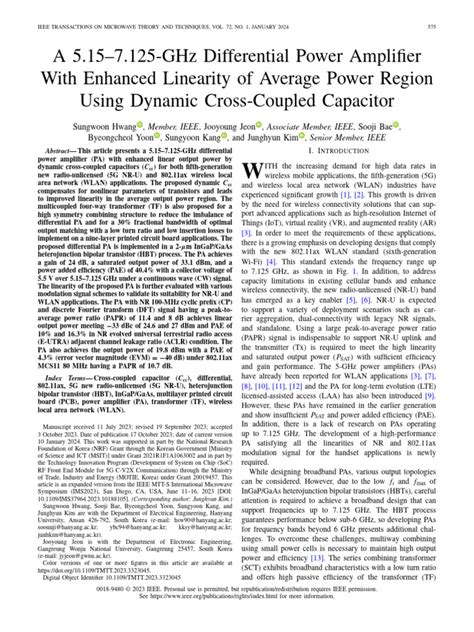 A 5 15 7 125 Ghz Differential Power Amplifier With Enhanced Linearity Of Average Power Region