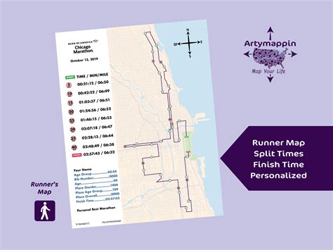 Personalized Runners Map Digital File With Split Times Marathon