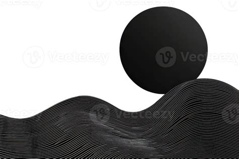Abstract Black Wave Form With Circular Element In Minimalist Design Perfect For Modern Art And