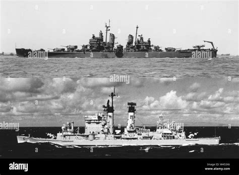 Comparison Of Uss Chicago As Heavy Cruiser Ca 136 In 1945 And As Guided Missile Cruiser Cg 11 In