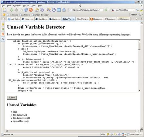 Jon Aquinos Mental Garden Programming Unused Variable Detector