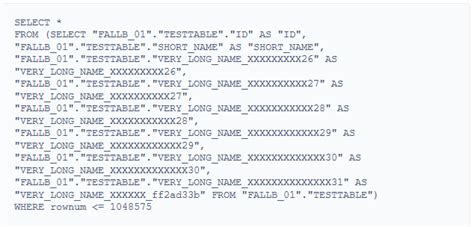 With Columnames Lager Than 30 Characters Metabase Generates Invalid