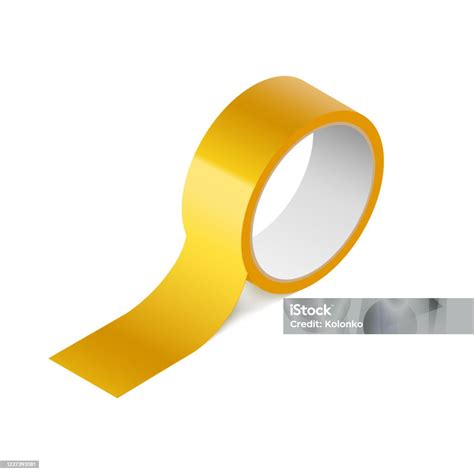 스카치 옐로우 롤 접착 테이프 모형 셀로 테이프 3d 패킹 벡터 스카치 아이콘 말기에 대한 스톡 벡터 아트 및 기타 이미지 말기 접착 테이프 짐 싸기 Istock