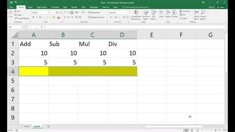 Ms Excel Add Subtract Multiply And Divide Youtube
