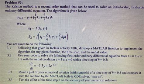 Solved Problem 3 The Ralston Method Is A Second Order