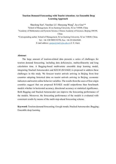 Tourism Demand Forecasting With Tourist Attention An Ensemble Deep Learning Approach Deepai