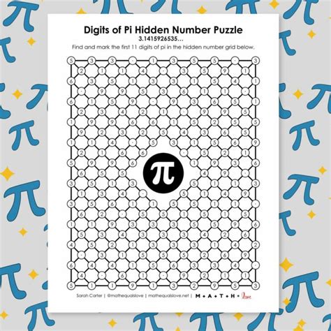 Digits Of Pi Hidden Number Puzzle Math Love
