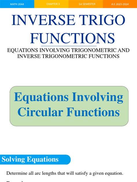 3 2 Equations Involving Trigonometric And Inverse Trigonometric Functions Pdf Trigonometric