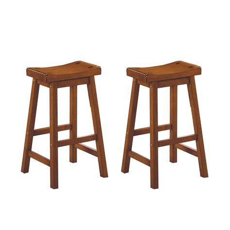 Millwood Pines Finish Bar Height Stools Set Of 2pc Saddle Seat Solid Wood Casual Dining Home