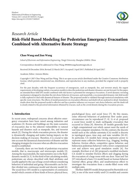 PDF Risk Field Based Modeling For Pedestrian Emergency Evacuation Combined With Alternative