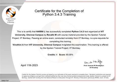 Harini L On Linkedin Certificate Of Completion Of Python 343
