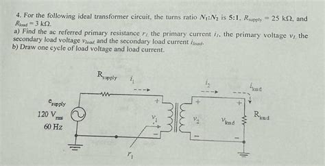 Solved 4 For The Following Ideal Transformer Circuit The