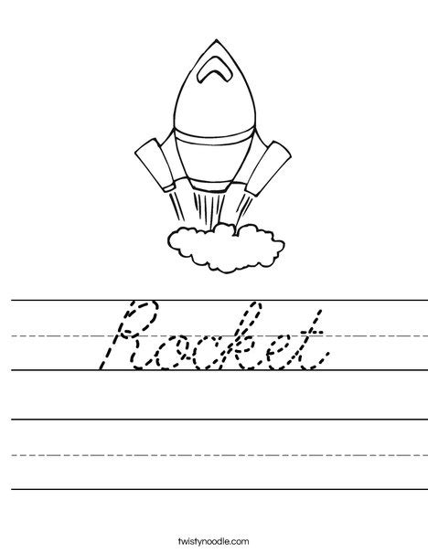 Rocket Worksheet Cursive Twisty Noodle