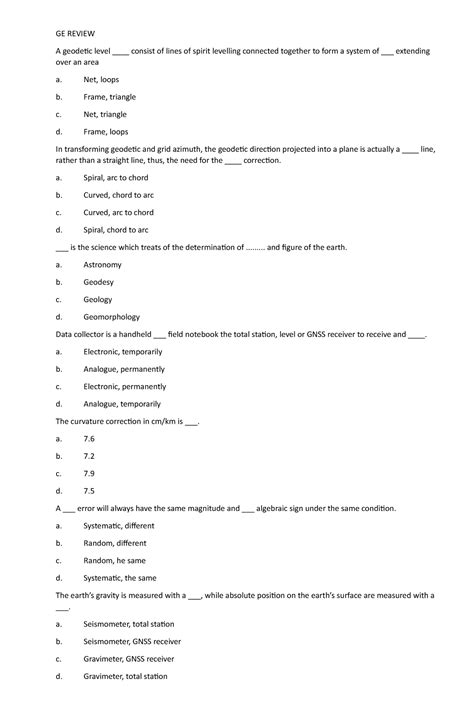 Geodetic Engineering Reveiws Ge Review A Geodetic Level Consist Of Lines Of Spirit