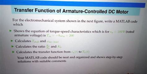 solved transfer function of armature controlled dc motor for the