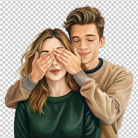 Premium Psd Psd Of A Young Man Covering His Girlfriend Eyes On