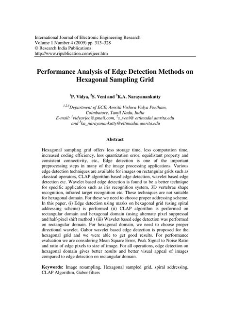 Pdf Performance Analysis Of Edge Detection Methods On Hexagonal