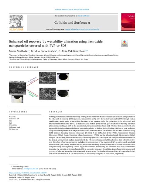Pdf Enhanced Oil Recovery By Wettability Alteration