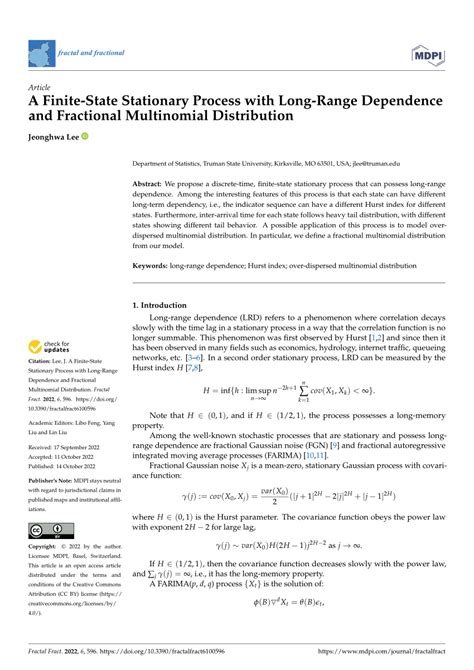 Pdf A Finite State Stationary Process With Long Range Dependence And Fractional Multinomial