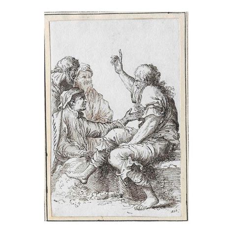 1830s Philosopher Drawing After Salvator Rosa Germania Jan Van Eyck Raffaello