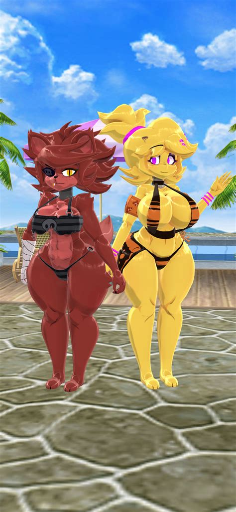 Mmd Foxy And Chiku In Bikini By Megaali On Deviantart