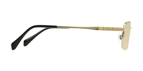 Gold Classic Rectangle Semi Rimless Tinted Sunglasses With Light