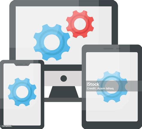 흰색 배경 컴퓨터 프로그래밍 및 코딩 스톡 일러스트레이션에 반응형 웹 디자인 개념 벡터 색상 아이콘 디자인 소프트웨어 및 웹 개발 기호 Lcd에 대한 스톡 벡터 아트 및