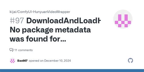 downloadandloadhyvideotextencoder no package metadata was found for