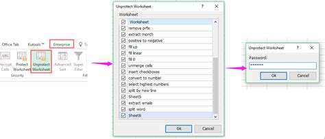 how to unprotect multiple worksheets at once in excel