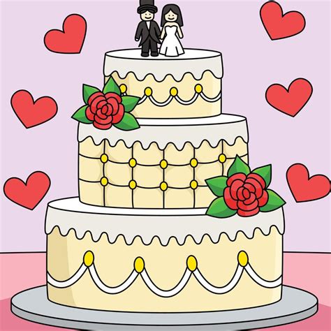 Wedding Cake Colored Cartoon Illustration 22661478 Vector Art At Vecteezy