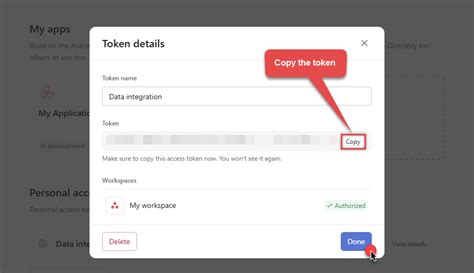 Personal Access Token Asana Connector Docs