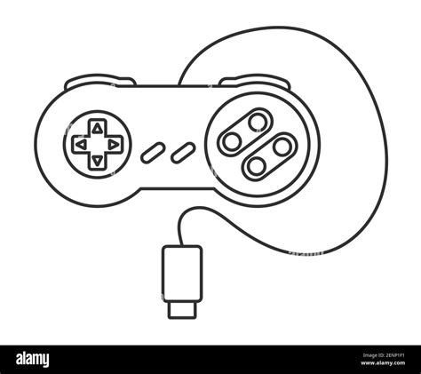 Retro Video Game Controller Or Classical Joystick With Usb Cable Line Art Icon For Apps Or