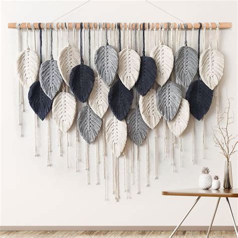 Weldomcor Tapiz De Macramé Para Colgar En La Pared Diseño Bohemio Y Elegante Diseño De Pluma