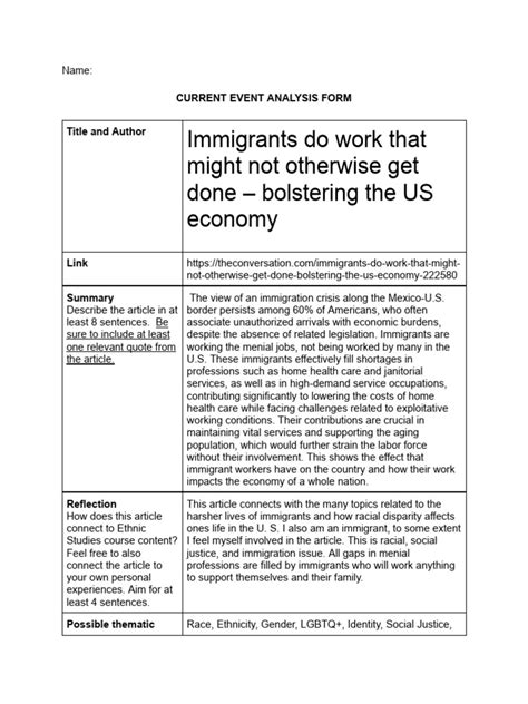 Current Event Handout Pdf Immigration Domestic Worker