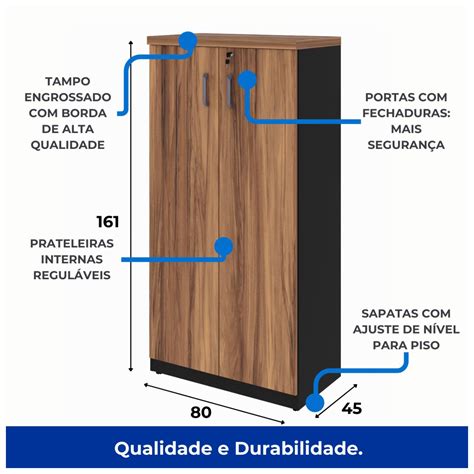 Armário Alto Fechado Com 02 Portas 161x080x045m Nogal Sevilha