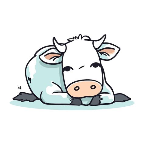 Cute Vache De Dessin Animé Illustration Vectorielle Isolée Sur Un Fond