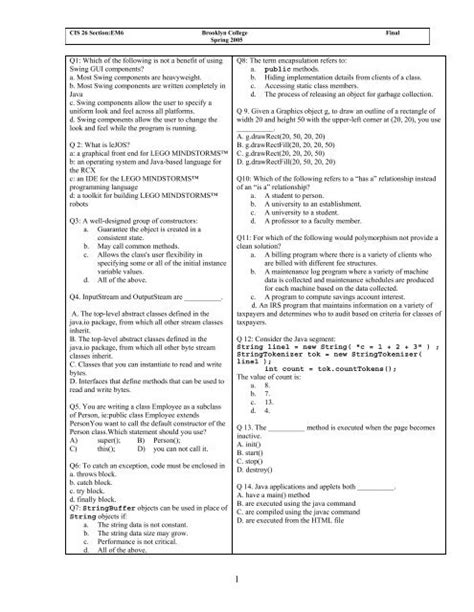Sample Final Exam Computer And Information Science