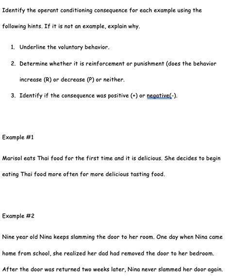 Solved Identify The Operant Conditioning Consequence For