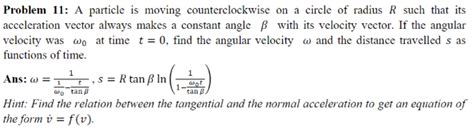 Solved Problem A Particle Is Moving Counterclockwise On Chegg
