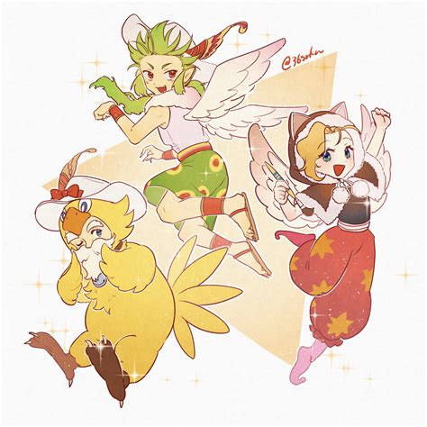 Hanaon Chocobo Gau Relm Arrowny Strago Magus Final Fantasy Final