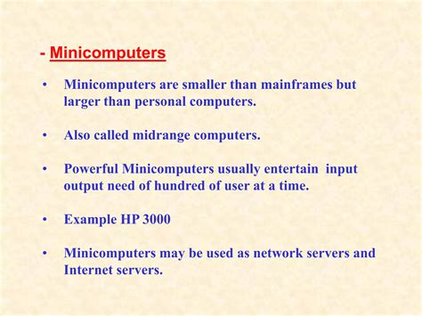 Classification Of Computers Minicomputers Microcomputers Ppt