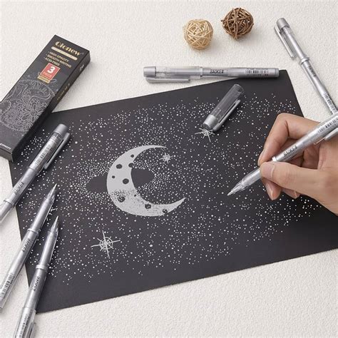 White Gel Pens Gold Silver Set 9 Pack Opaque Archival Ink For Black