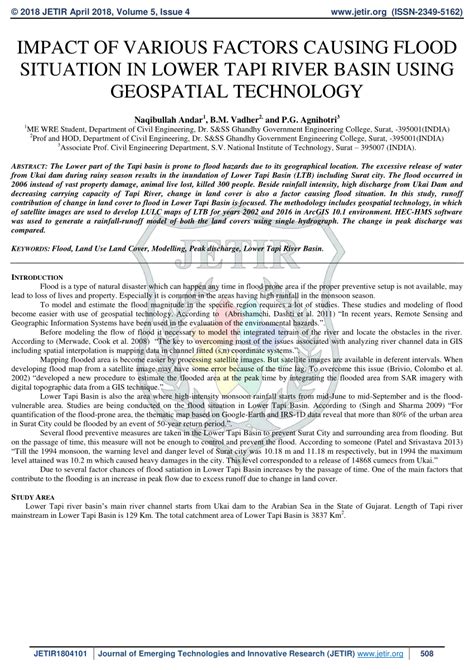 Pdf Impact Of Various Factors Causing Flood Situation In Lower Tapi River Basin Using