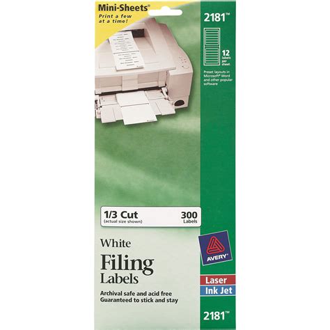 Avery 8593 White File Folder Labels For 1 3 Cut Folders Pack Of 150
