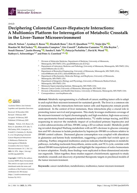 Pdf Deciphering Colorectal Cancerhepatocyte Interactions A Multiomics Platform For