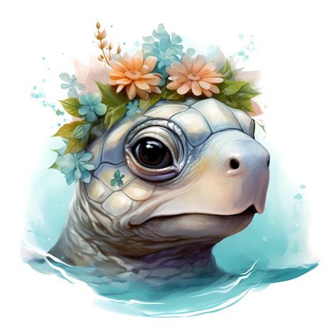 Premium AI Image A Picture Of A Turtle With Flowers On It