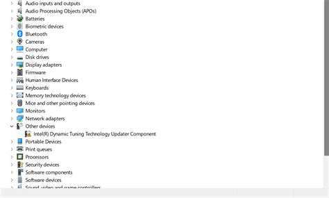 missing driver for intel r dynamic tuning technology updater component
